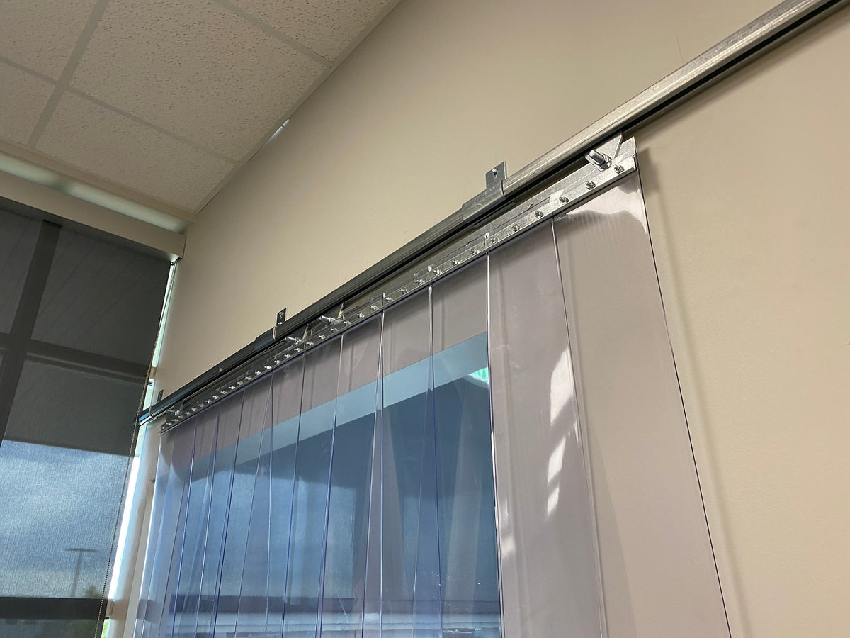 Sliding Pvc Strip Curtain Door Kit - Covers Up To 120" W X 96" H - Pvc ...